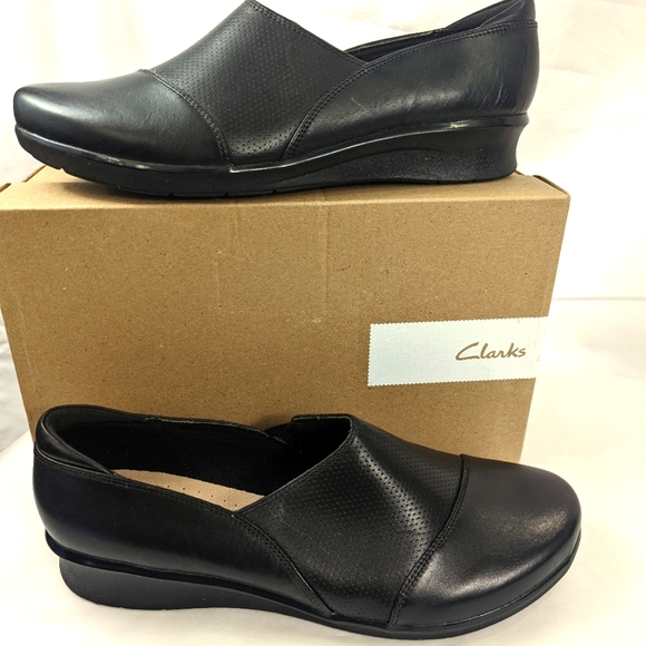 Clarks | Shoes | Clarks Hope Porter Black Leather Slip On Shoes | Poshmark